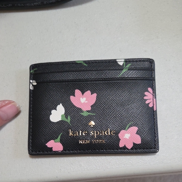 kate spade | Accessories | Kate Spade Black And Pink Floral Key Card ...